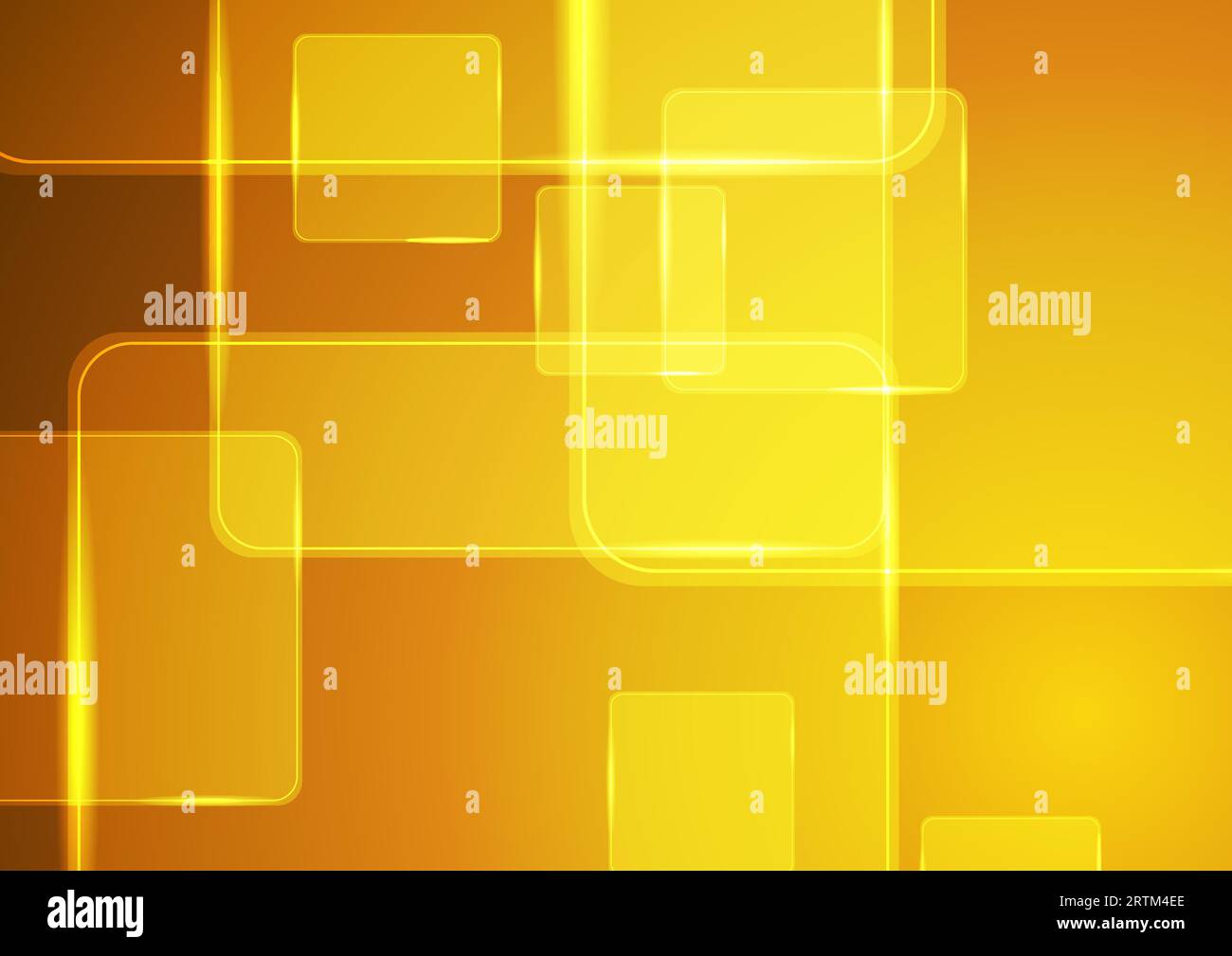 Abstract bright yellow shiny geometric tech background with glowing ...