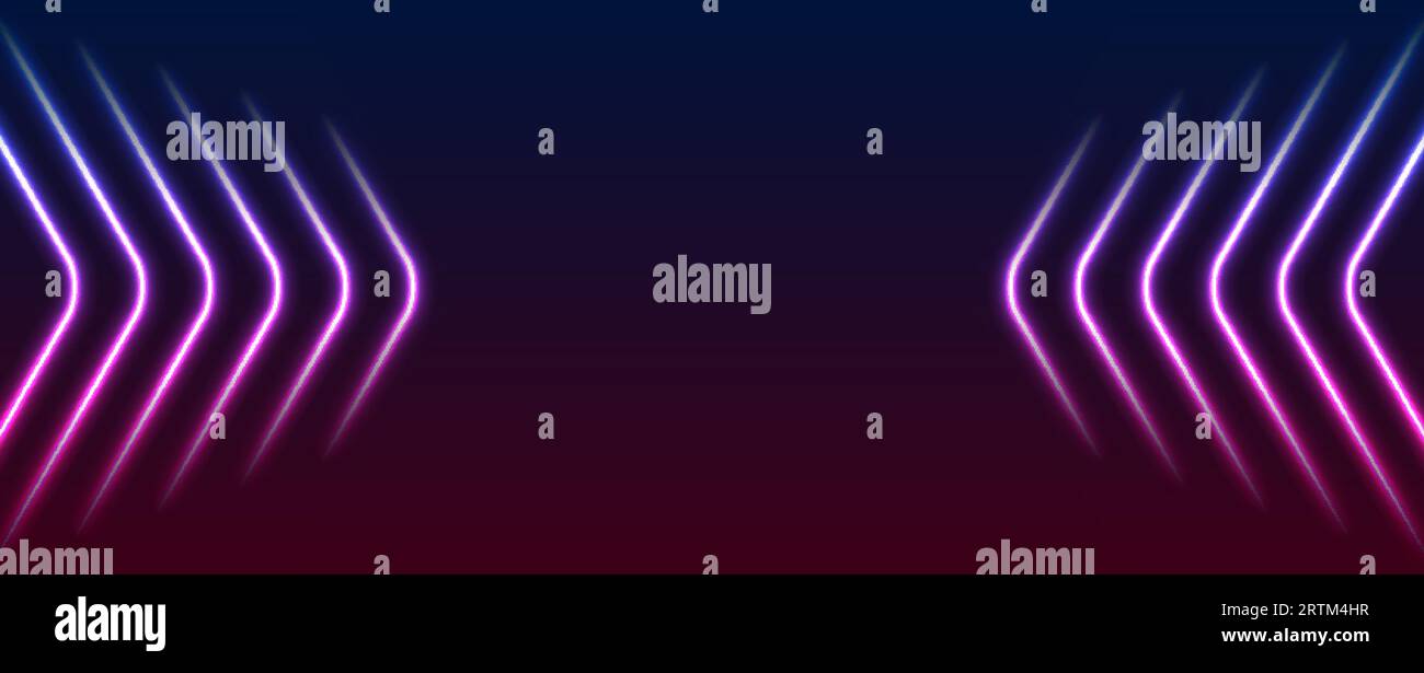 Blue and purple abstract neon arrows tech graphic design. Futuristic laser background. Vector ...