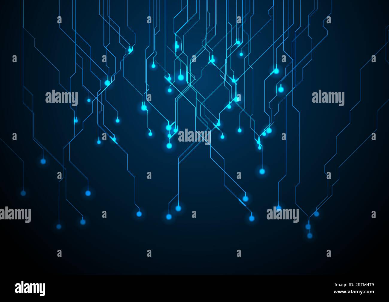 Abstract neon blue tech circuit board lines sci-fi design. Futuristic computer chip background ...
