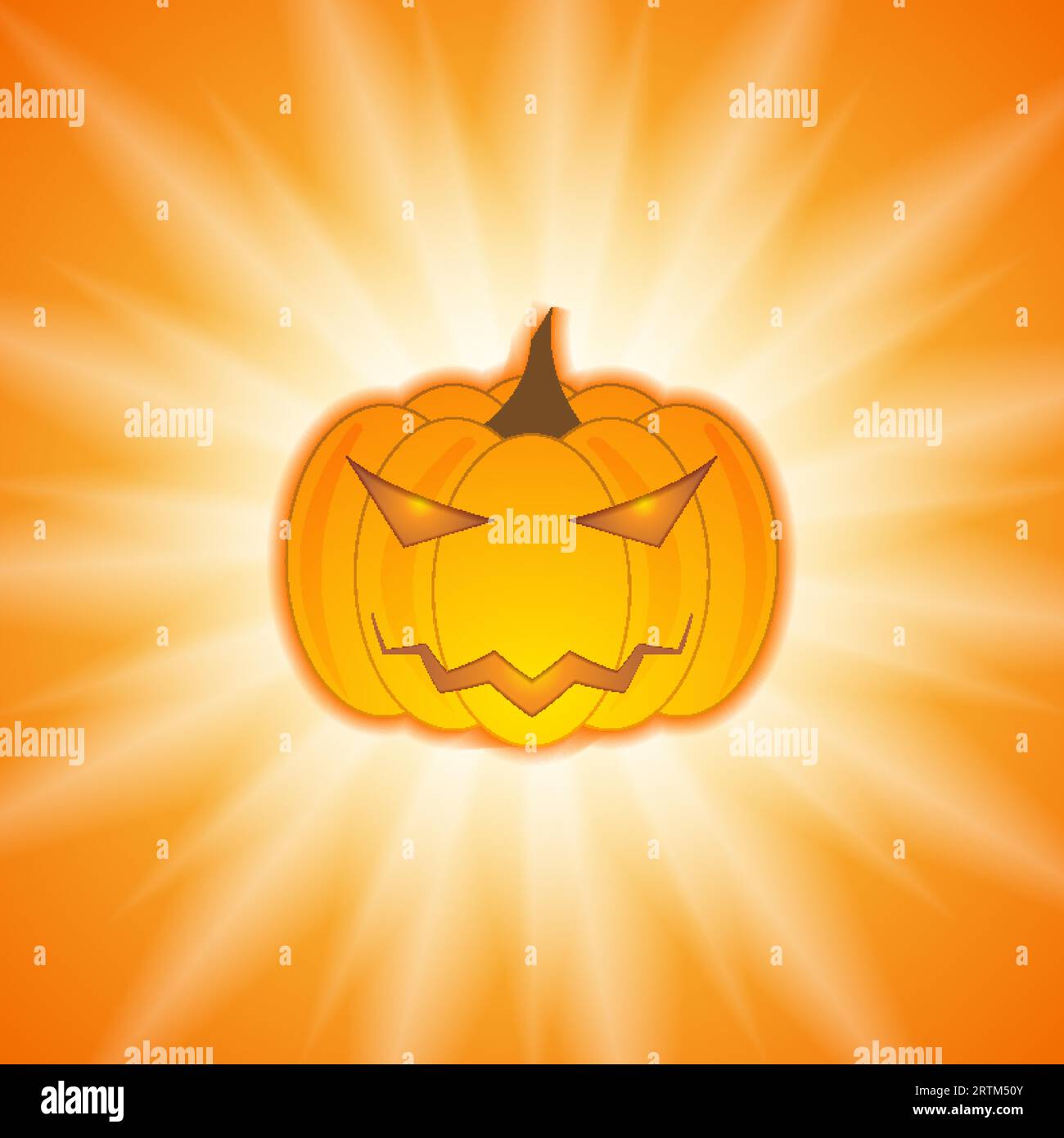 Orange Halloween pumpkin on sunshine background. Vector Jack O Lantern ...