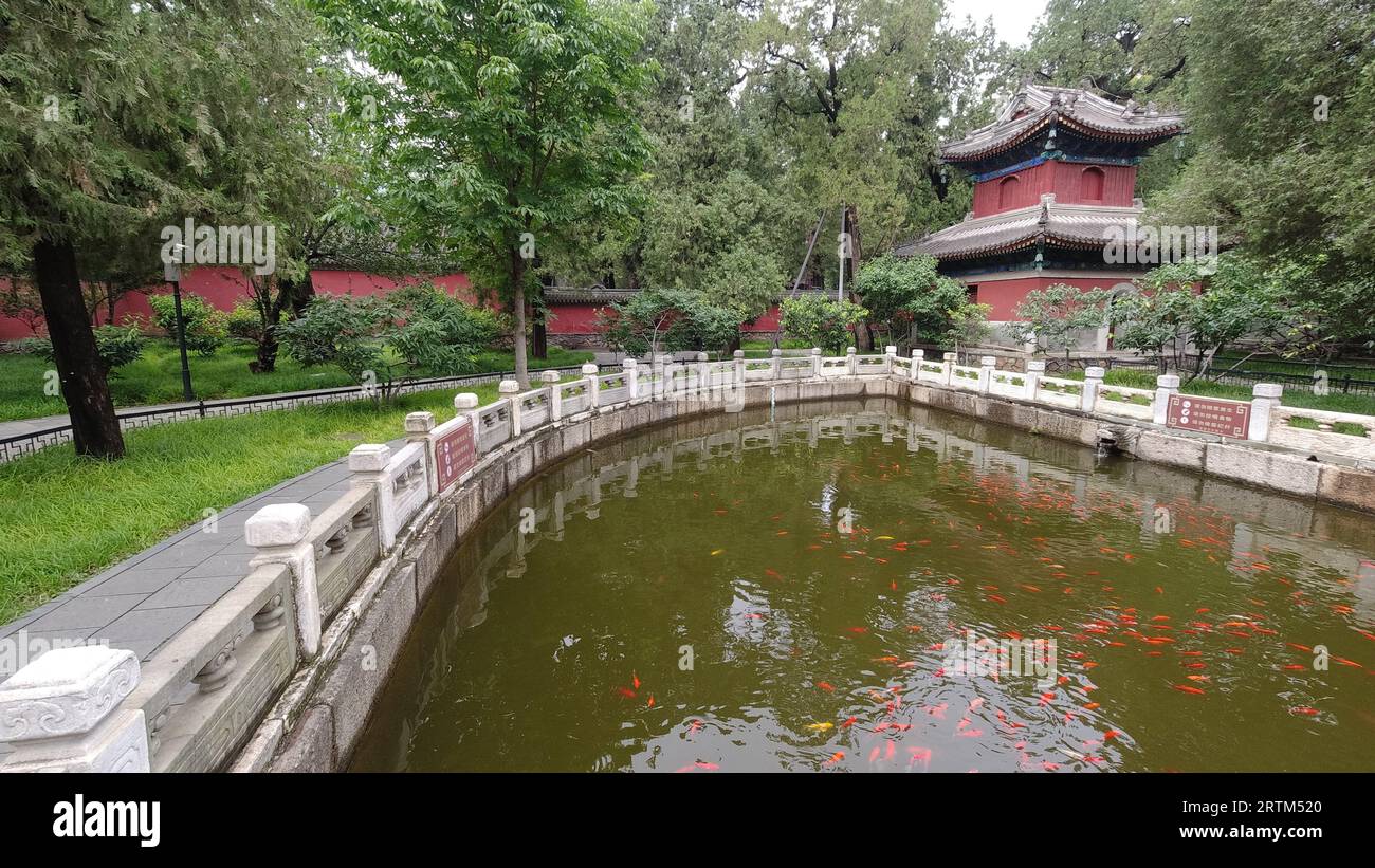 Architectural landscape of release pond in Wofo temple, Beijing ...