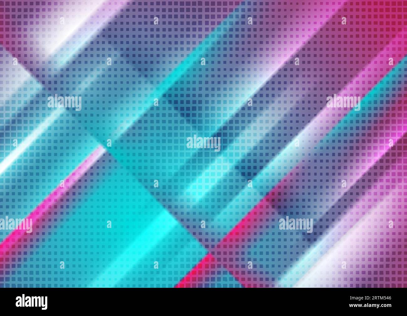 Cyan and pink smooth stripes and dots abstract background. Vector neon ...