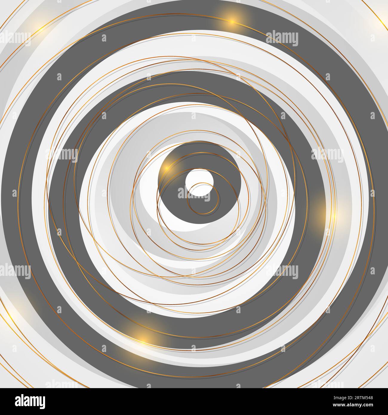 Golden round outline lines pattern on black and grey background. Vector ...