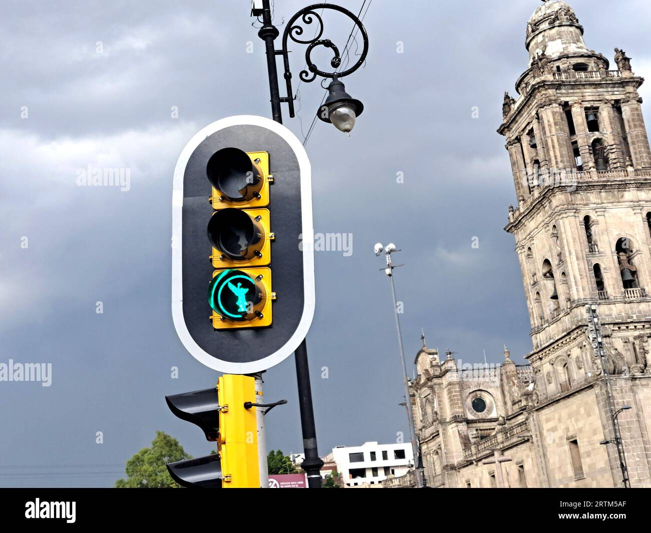 Traffic light of Mexico City CDMX with lights in the shape of national ...