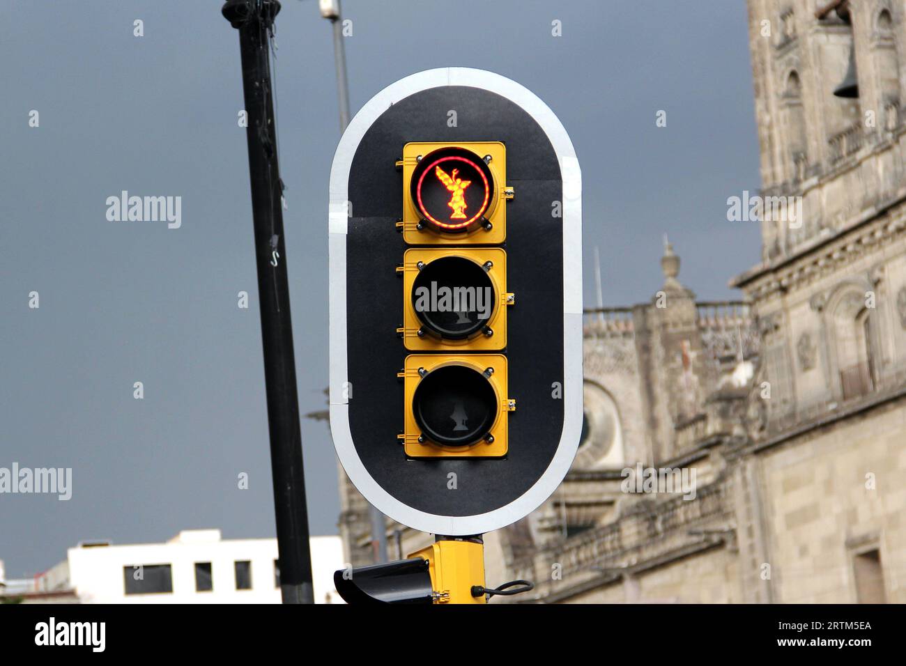 Traffic light of Mexico City CDMX with lights in the shape of national ...