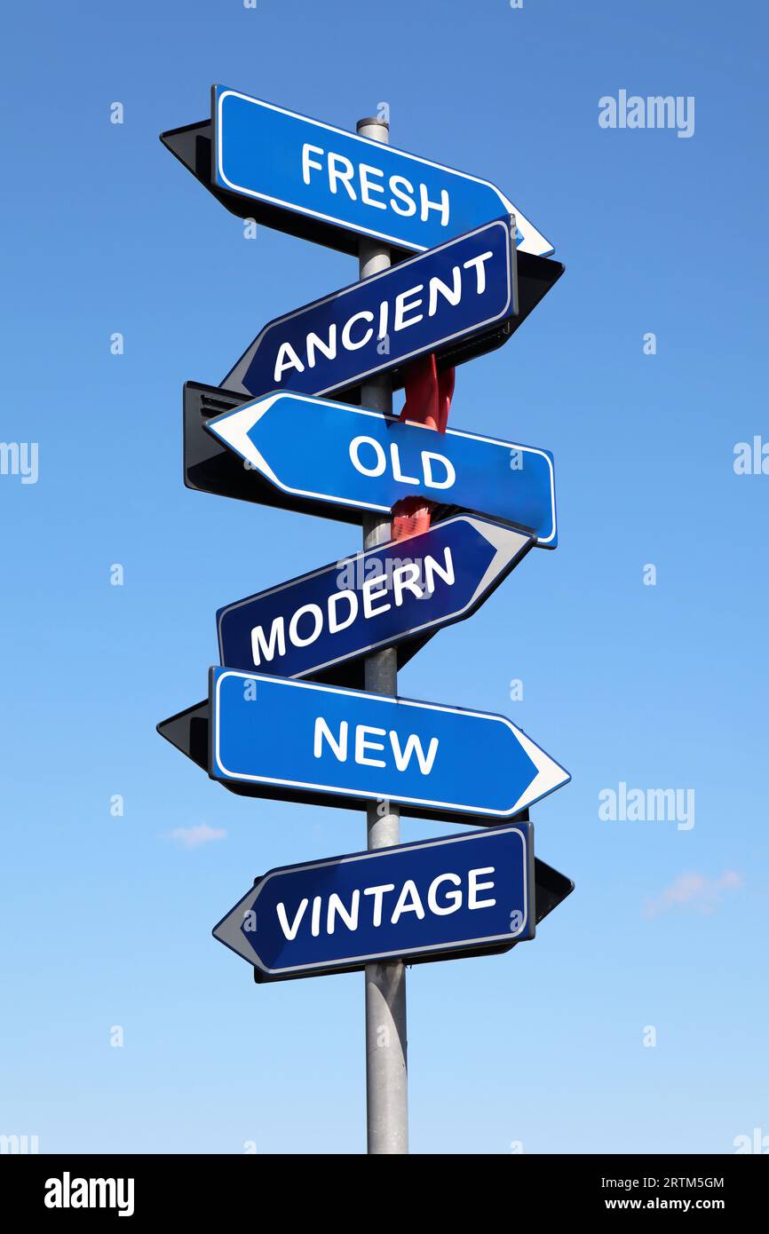 Old new road sign concept. New vs old street sign Stock Photo - Alamy