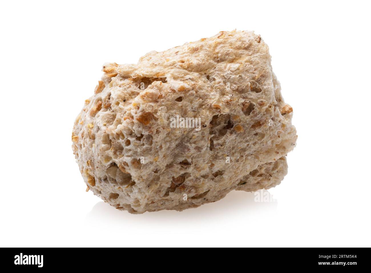 One wheat bran granule isolated on white background, full depth of ...