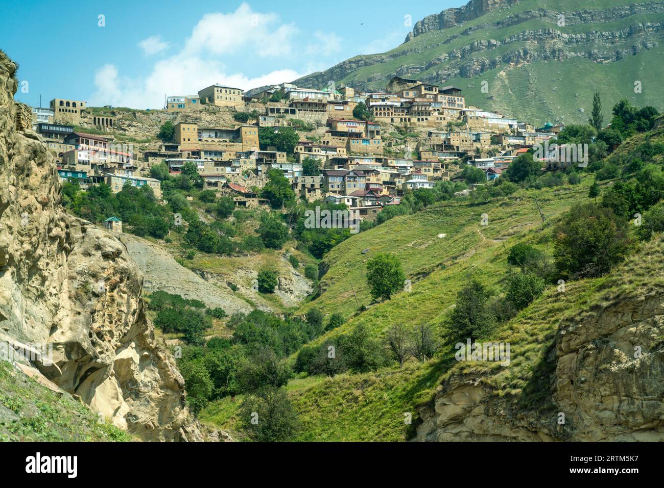 Village of Chokh in Dagestan. Facades of houses located in tiers on a ...