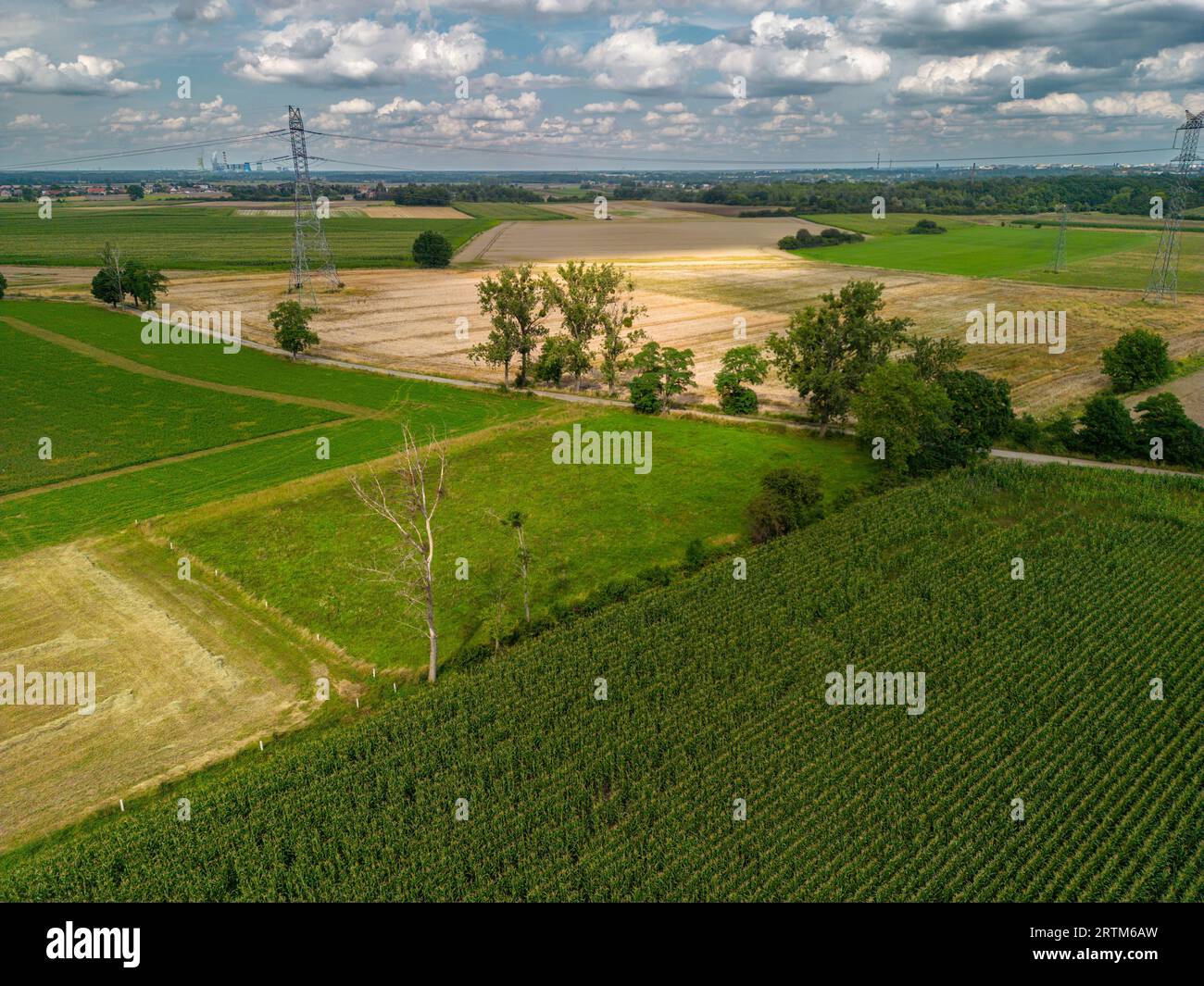 An aerial view of a picturesque landscape of a vast expanse of open ...