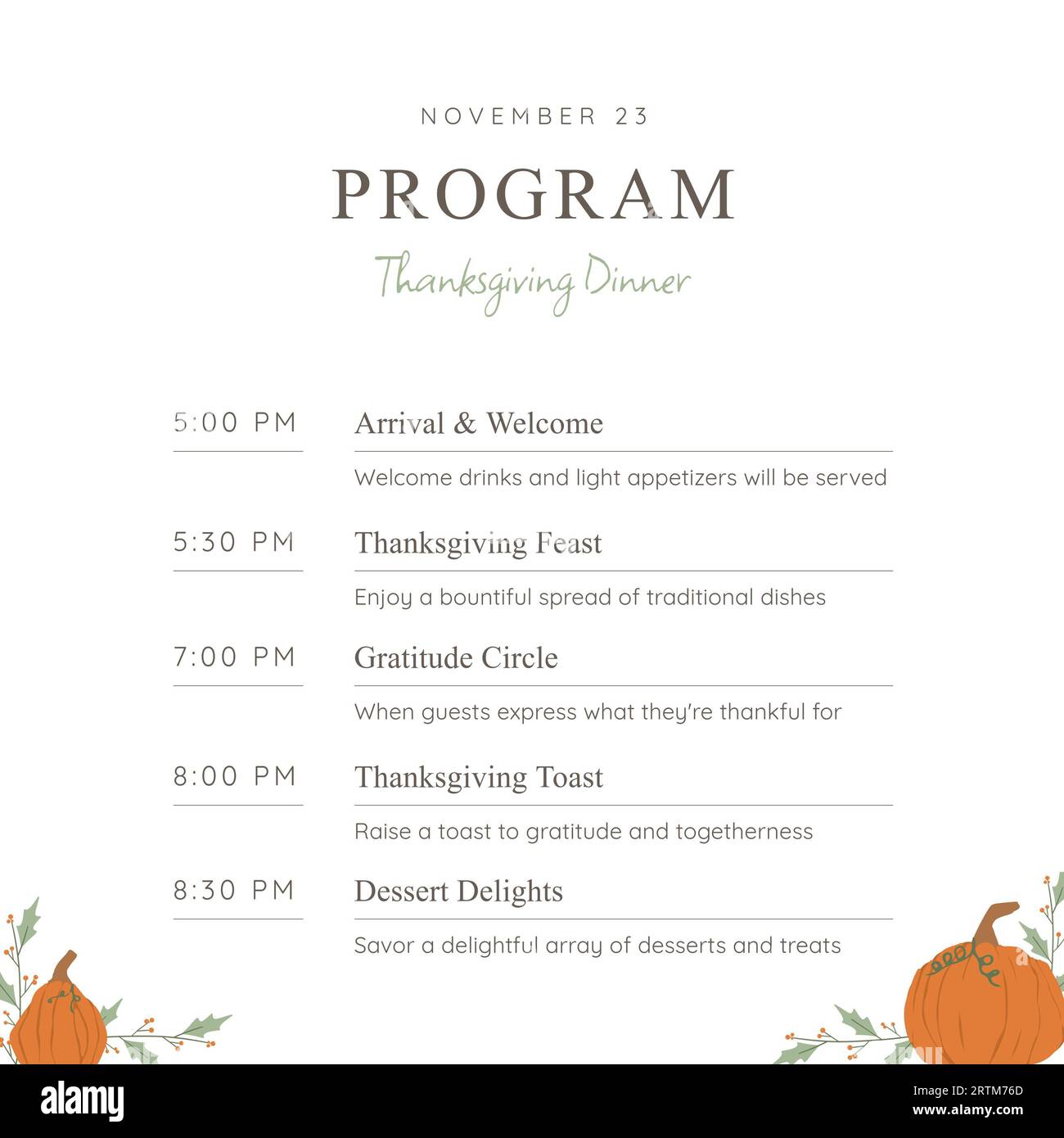 Composite of program thanksgiving dinner text over pumpkins on white ...