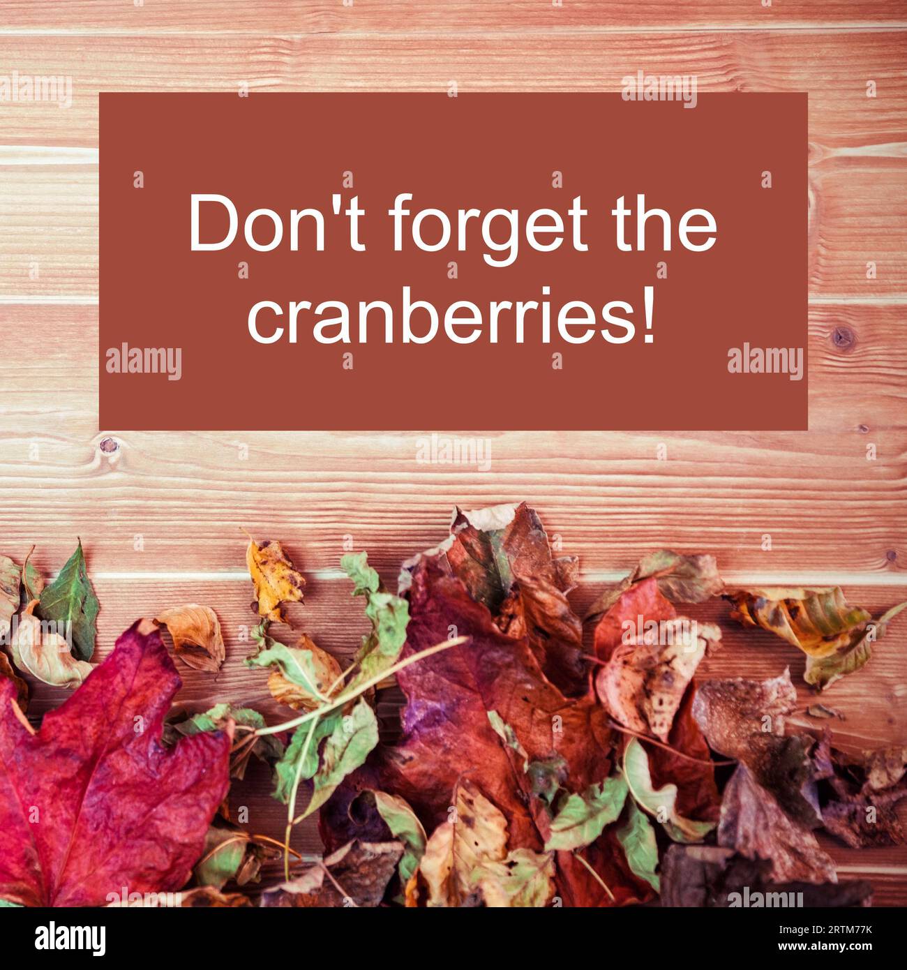 Don't forget the cranberries thanksgiving dinner text on brown with ...