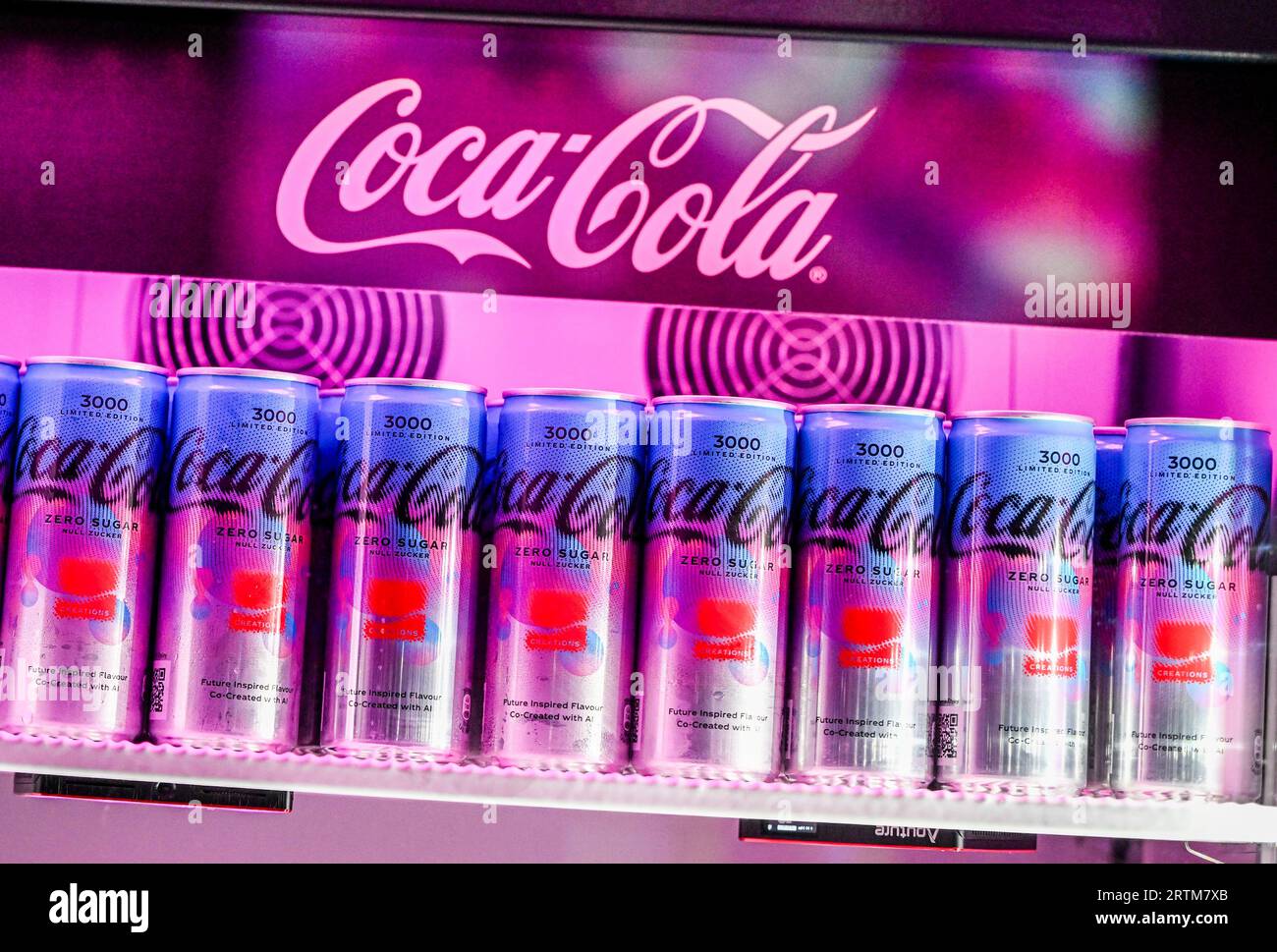 Berlin, Germany. 13th Sep, 2023. The new Coca-Cola variant "3000 Zero Sugar" is presented at a ...