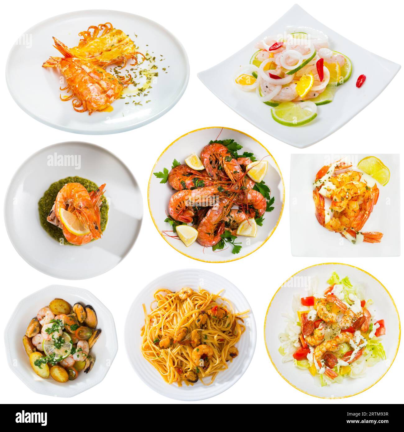 Collection of dishes of shrimps Stock Photo - Alamy