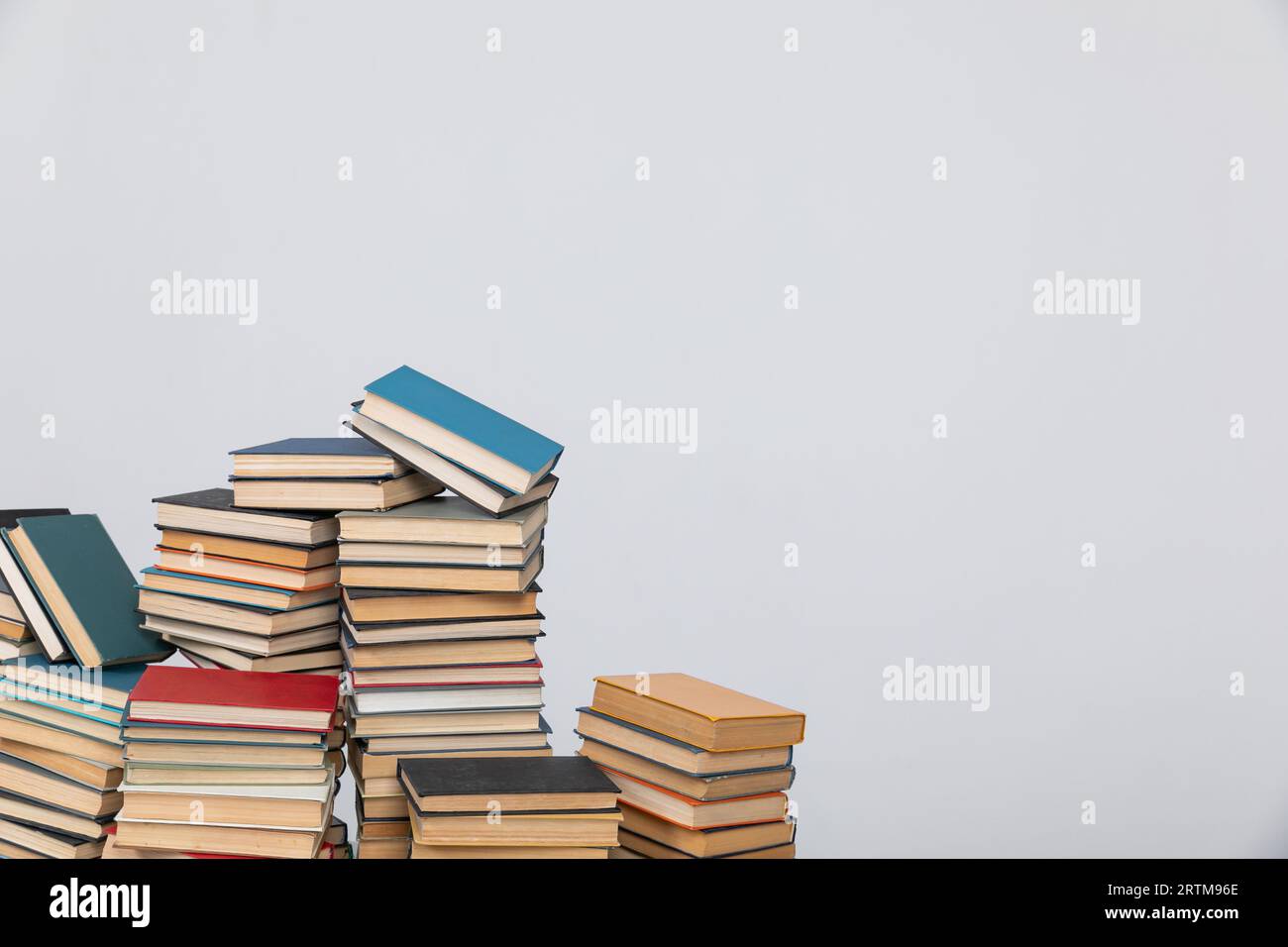 science knowledge reading many books on a white background in the ...
