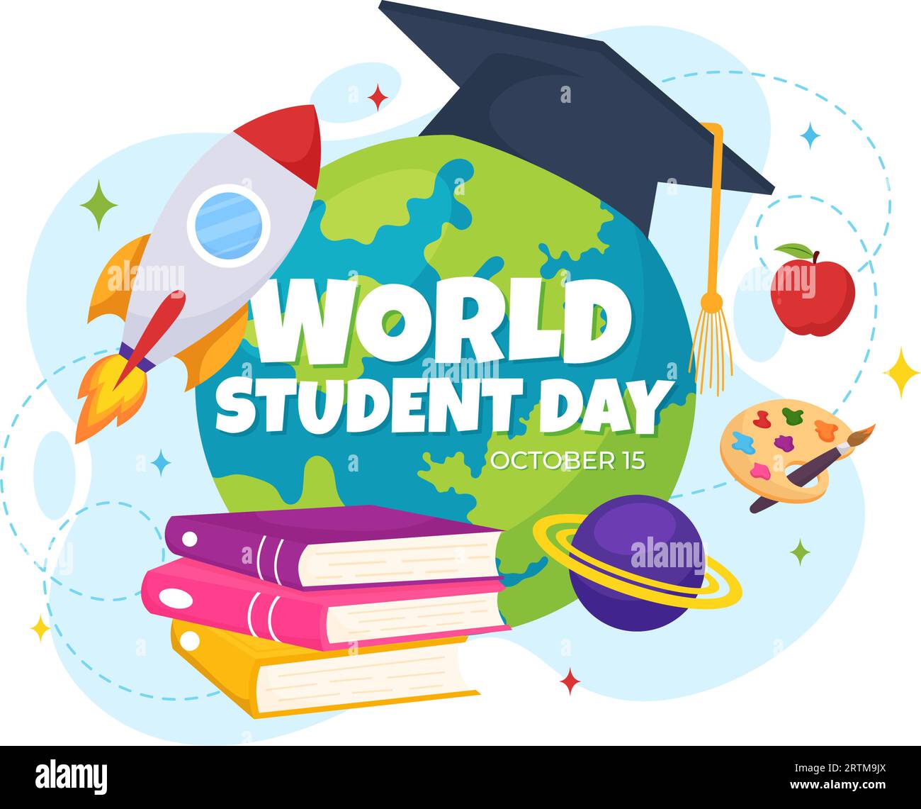 World Students Day Vector Illustration on October 15 with Student, Book ...