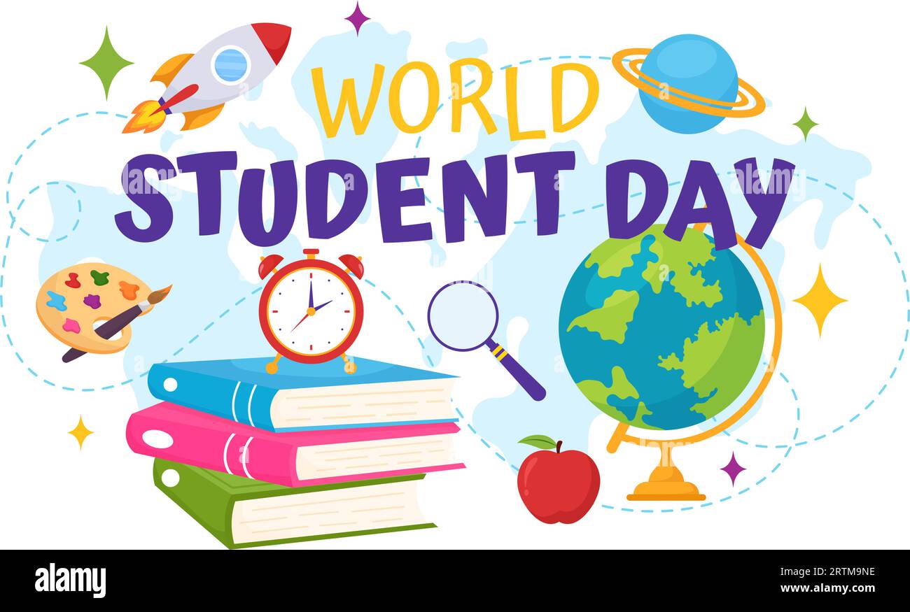 World Students Day Vector Illustration on October 15 with Student, Book ...