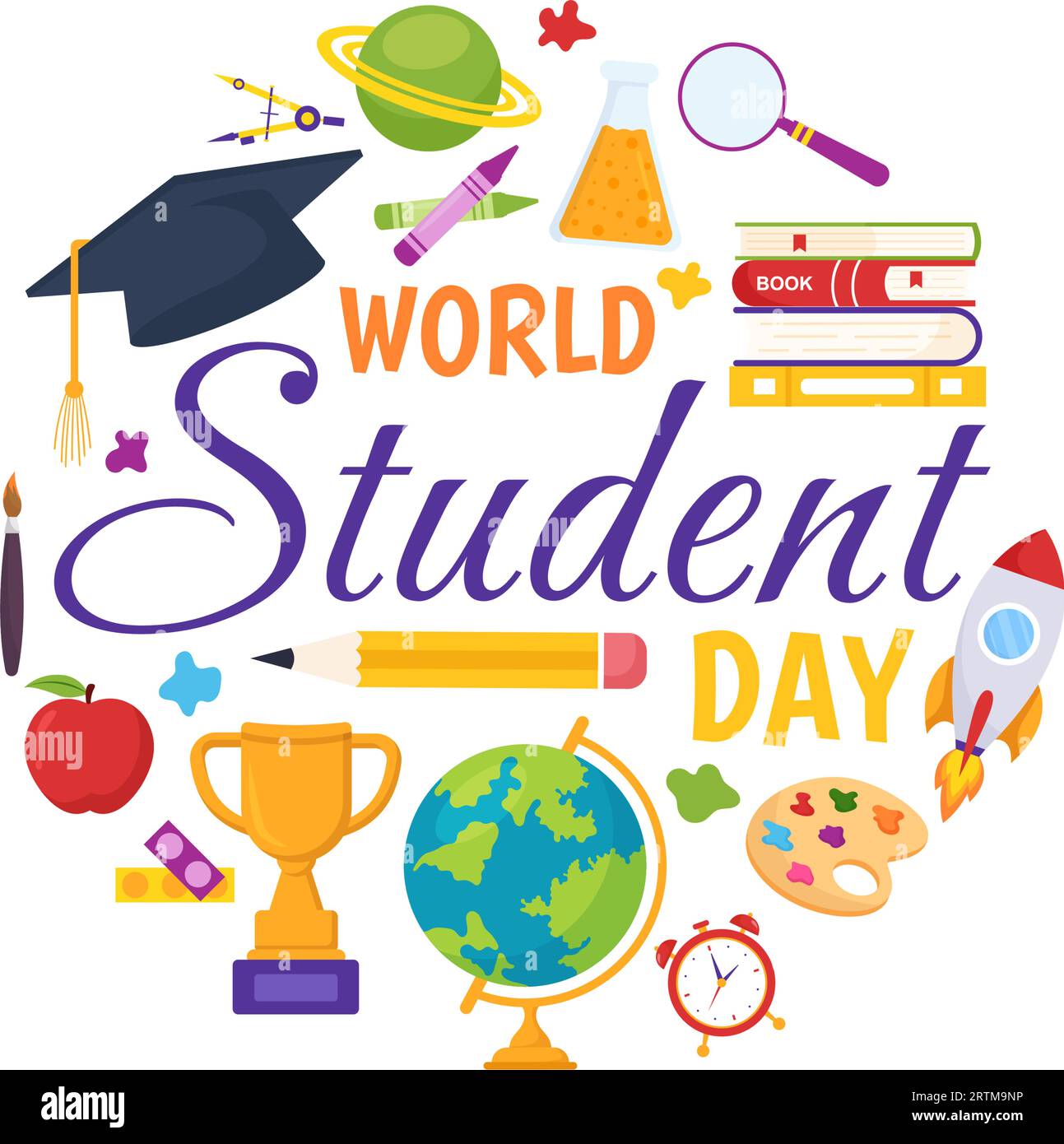 World Students Day Vector Illustration on October 15 with Student, Book ...