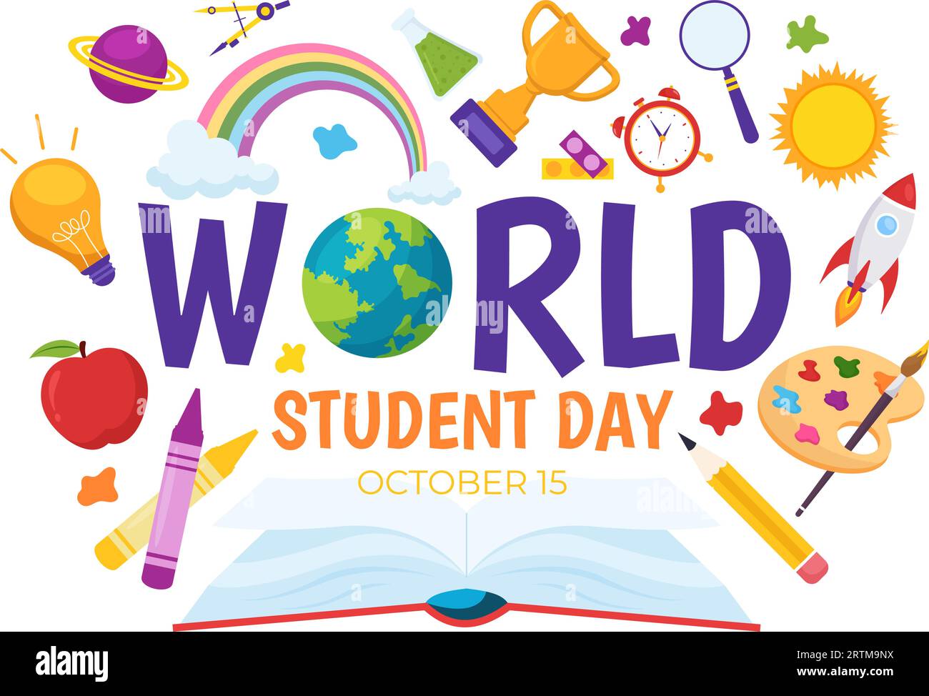World Students Day Vector Illustration on October 15 with Student, Book ...