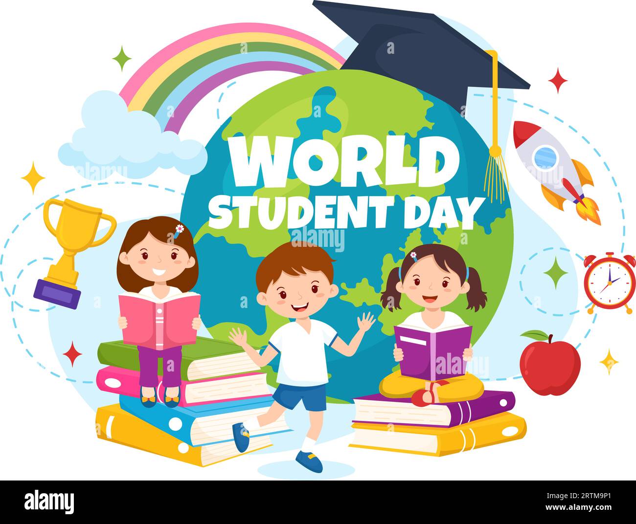 World Students Day Vector Illustration on October 15 with Student, Book ... World Students Day Vector Illustration on October 15 with Student, Book ...