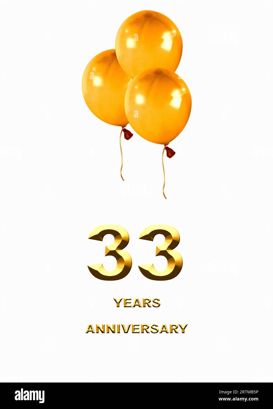 3d illustration, 33 anniversary. golden numbers on a festive background ...