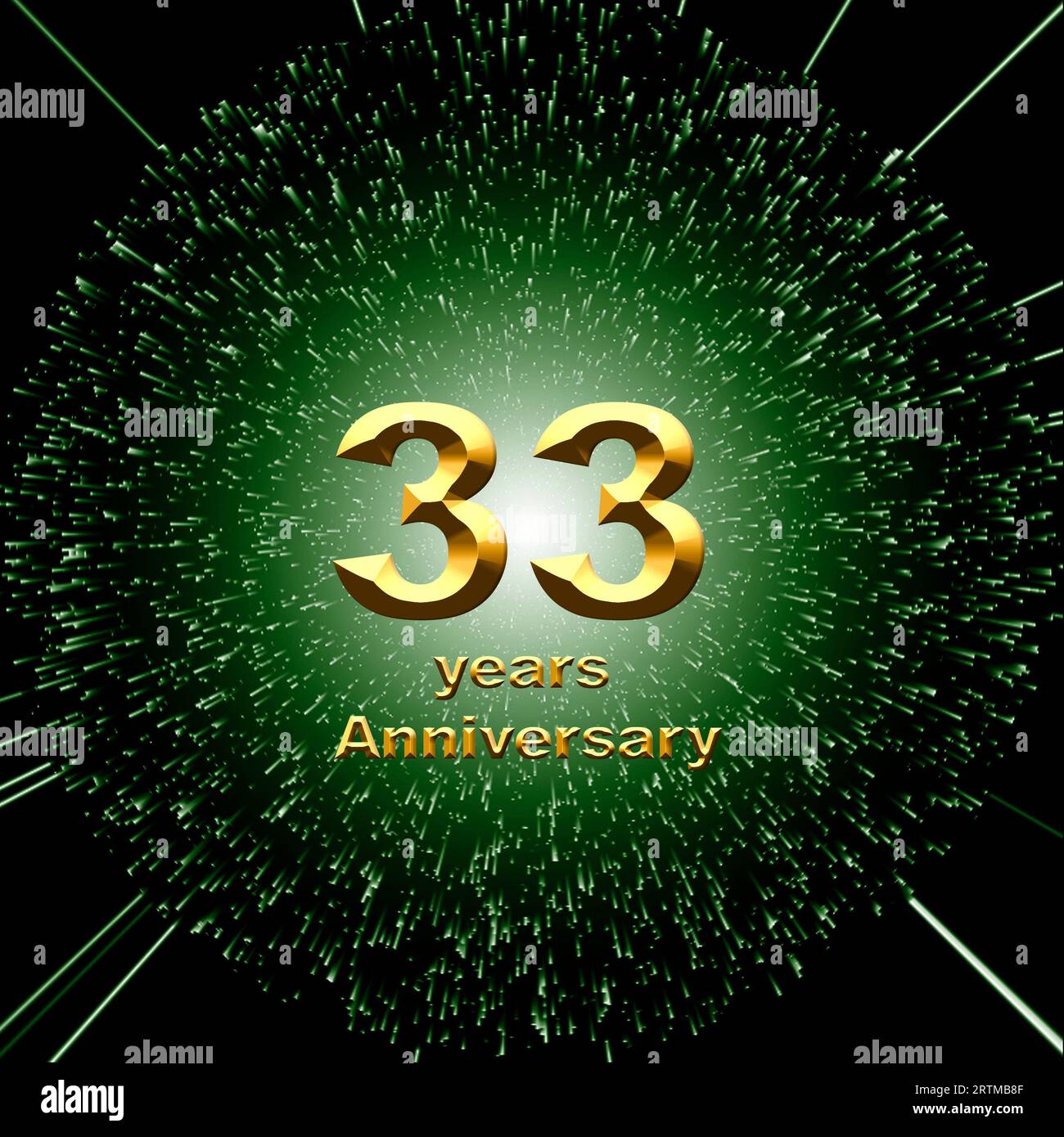 3d illustration, 33 anniversary. golden numbers on a festive background ...