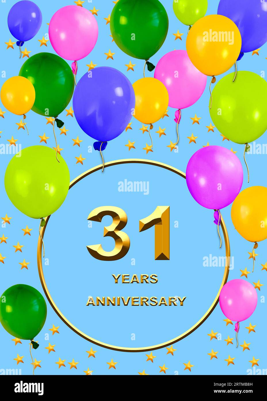 3d illustration, 31 anniversary. golden numbers on a festive background ...