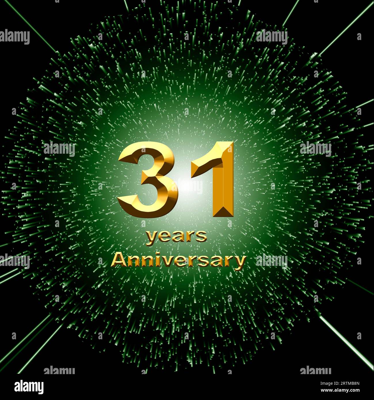 3d illustration, 31 anniversary. golden numbers on a festive background ...