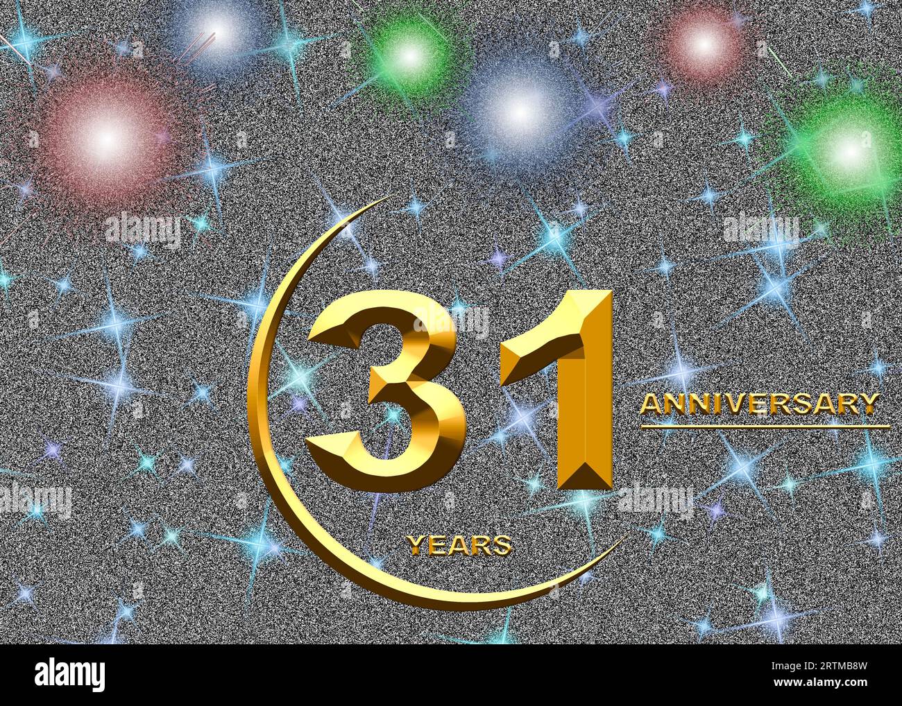 3d illustration, 31 anniversary. golden numbers on a festive background ...