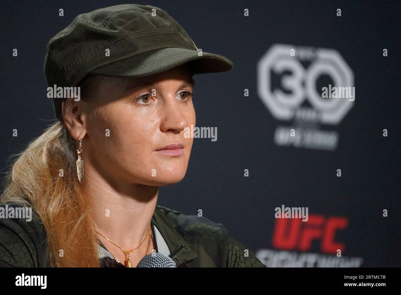 LAS VEGAS, NV - SEPT 13: Valentina Shevchenko speaks to the media at ...