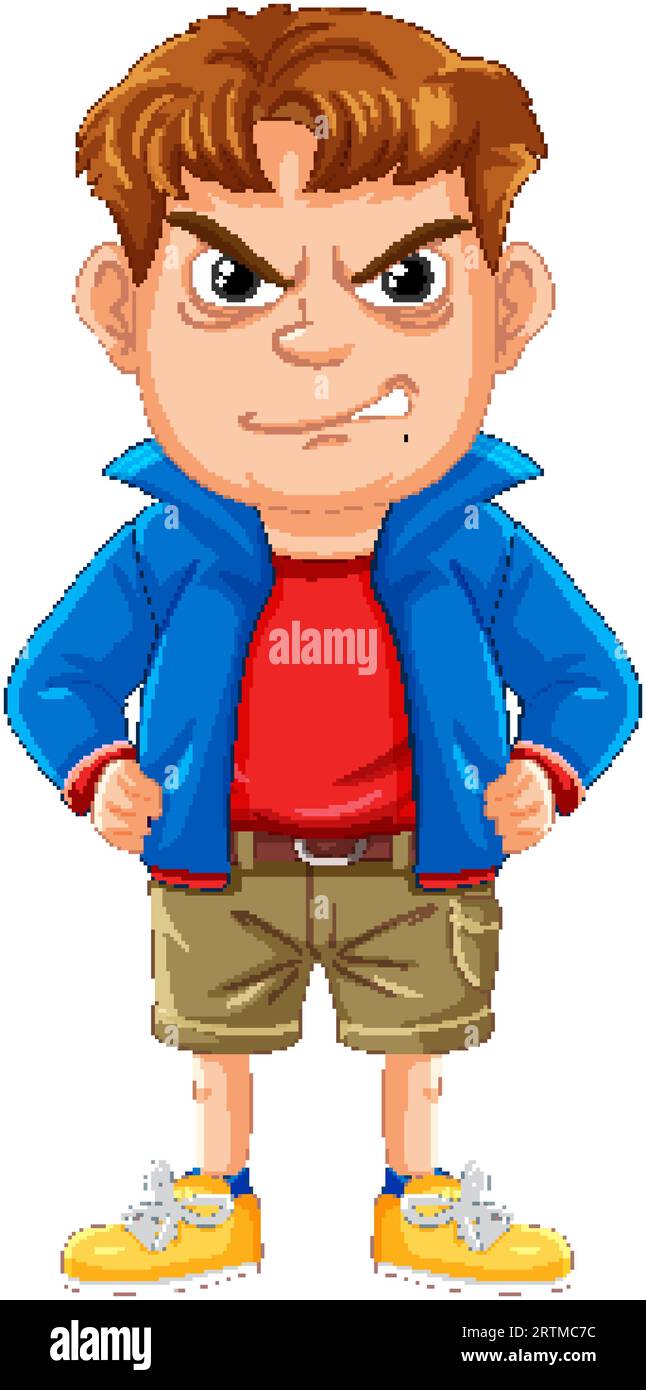 An illustration of an angry boy cartoon character in a vector style ...