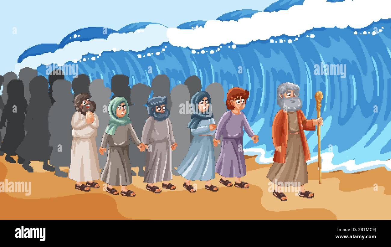Religious Moses Bible Story In Vector Cartoon Styl Stock Vector Image And Art Alamy