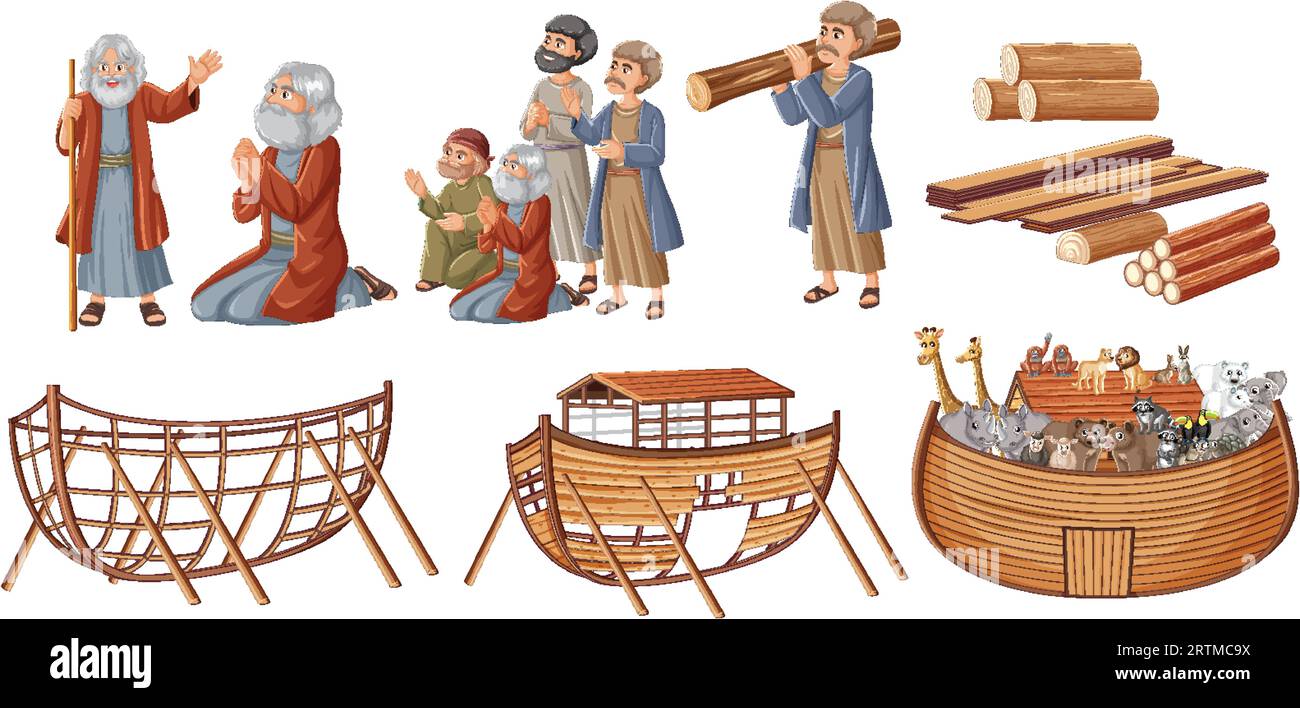 A Vector Cartoon Illustration Depicting The Story Of Noahs Ark Stock Vector Image And Art Alamy
