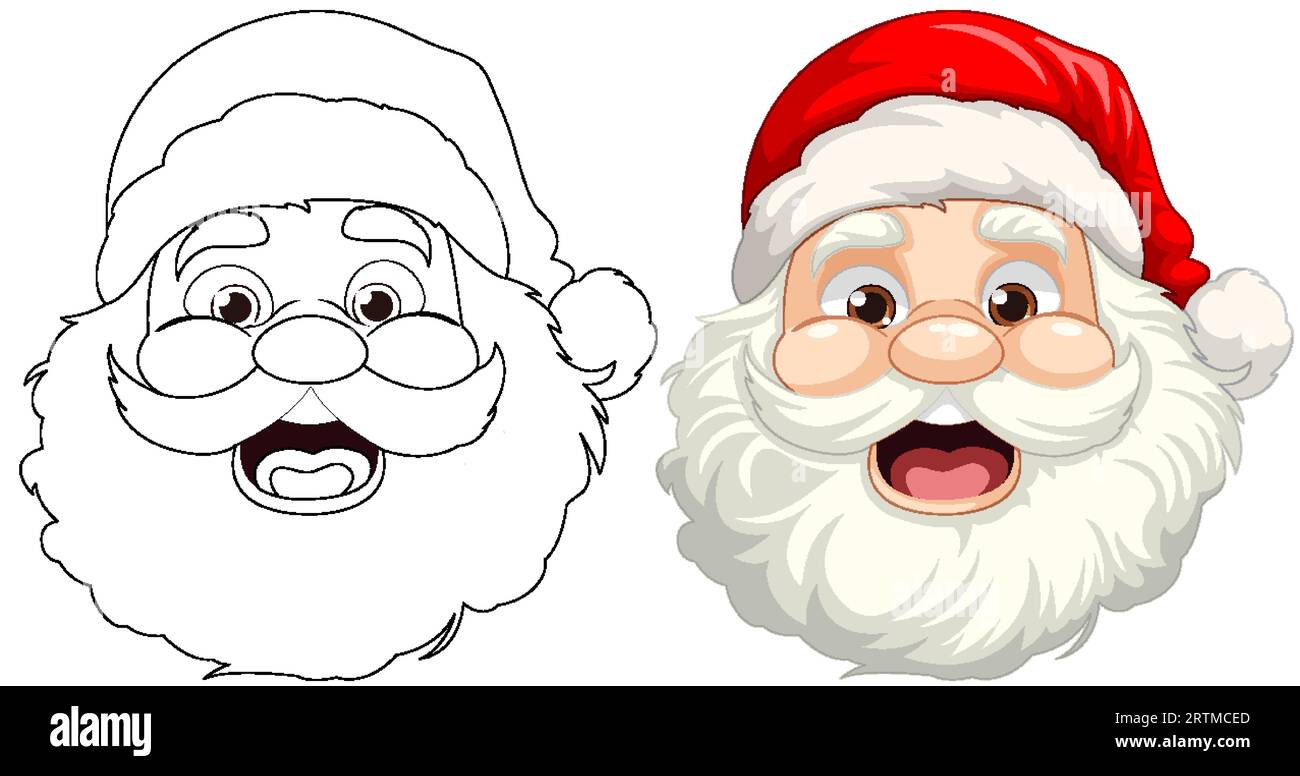 Cheerful Santa Claus illustration with outline for coloring Stock ...