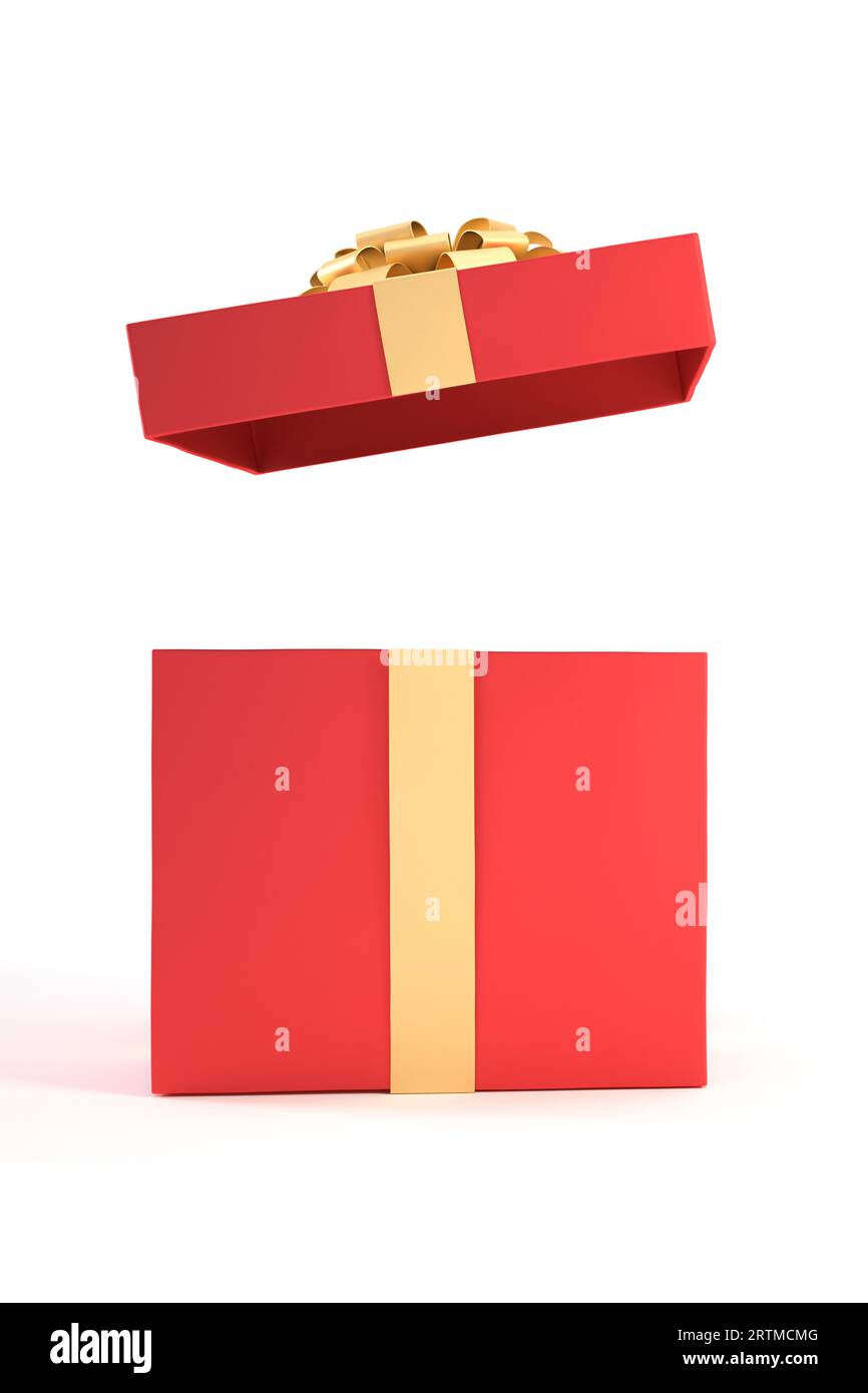 Surprise open red gift box isolated on white background with copy space ...