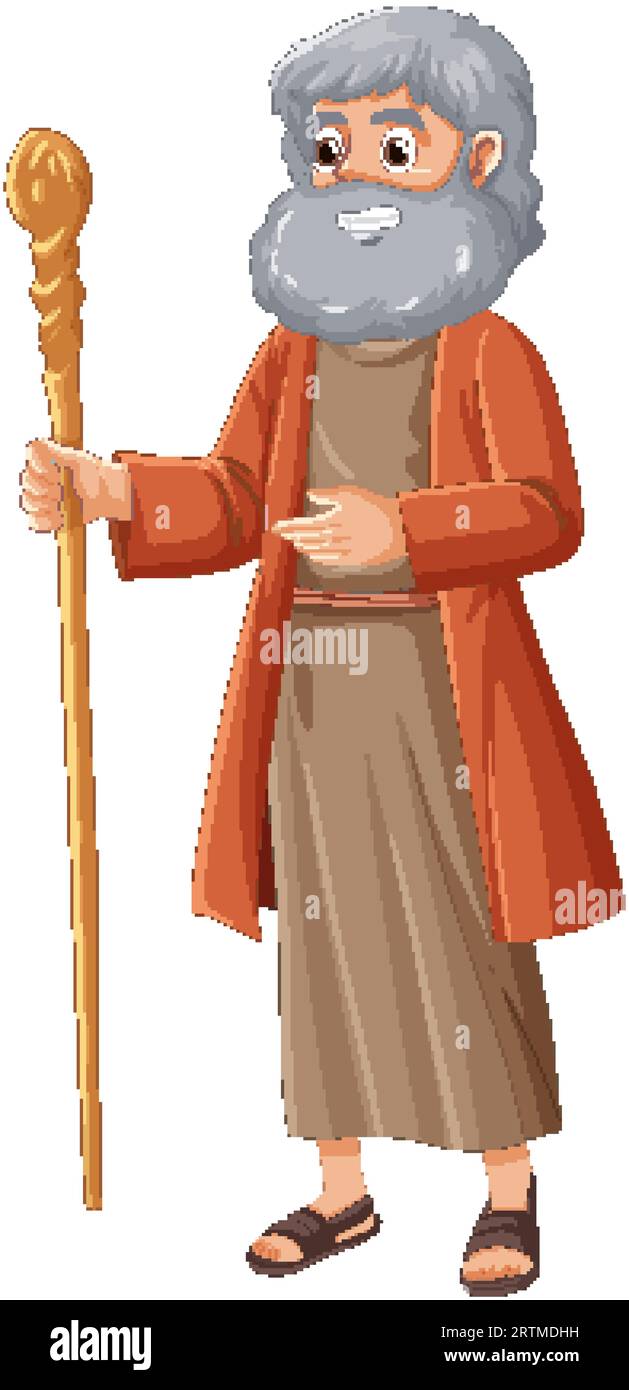 A vector cartoon illustration of Moses from the religious Bible story ...