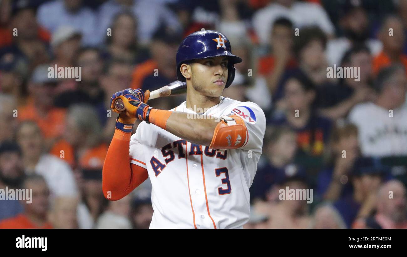Houston Astros' Jeremy Pena at bat during a baseball game against the ...
