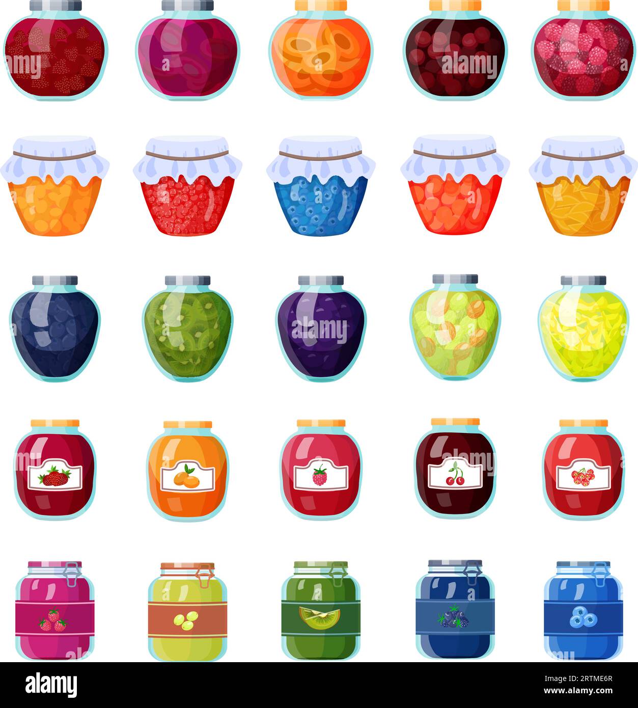 Jam jar icons set cartoon vector. Fruit food Stock Vector Image & Art ...