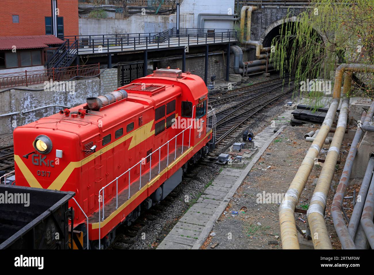 Coal train running on railway, Tangshan, China Stock Photo - Alamy