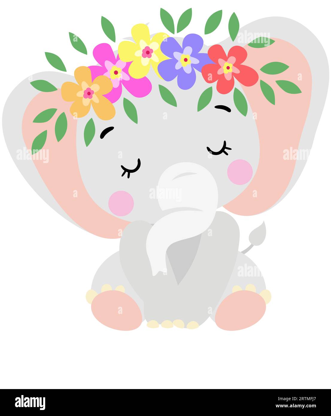Adorable elephant with wreath floral on head Stock Photo - Alamy