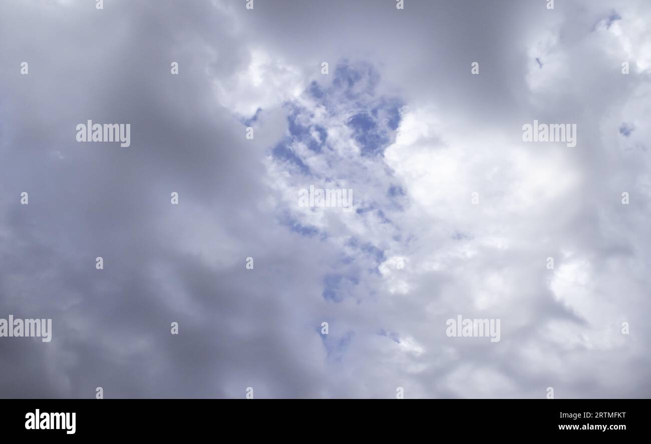 Overcast sky with dark clouds. Dark sky before a thunder-storm. The ...