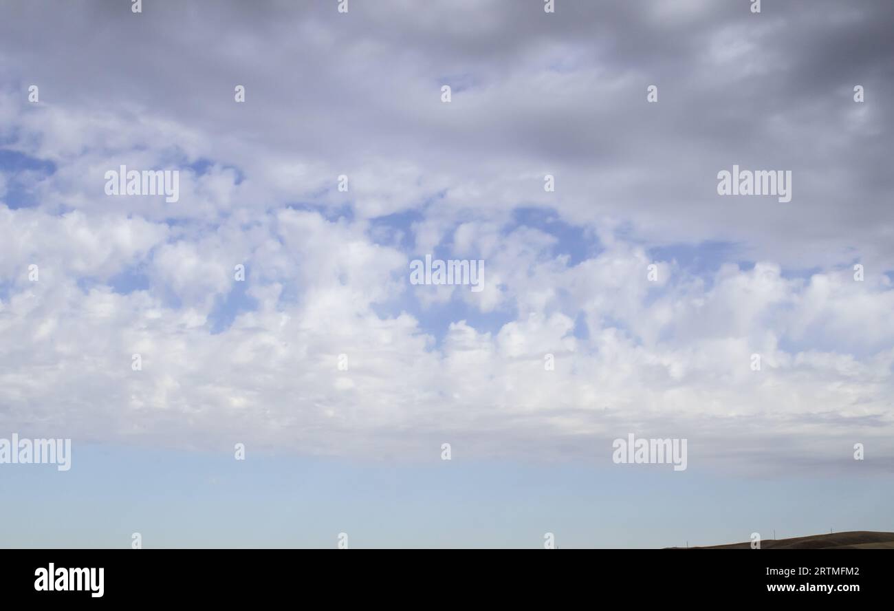 Overcast sky with dark clouds. Dark sky before a thunder-storm. The ...