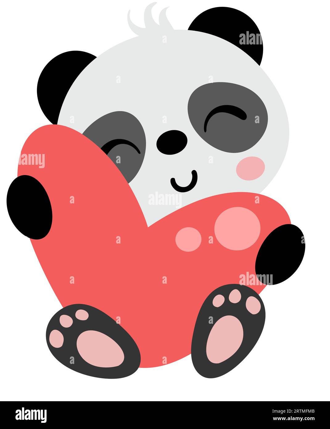 Cute panda sitting holding a big heart Stock Photo - Alamy