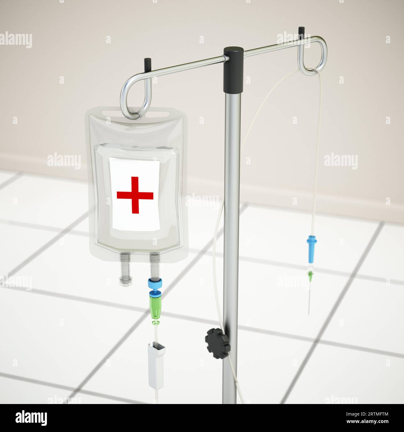 Serum bag in hospital corridor. 3D illustration Stock Photo - Alamy