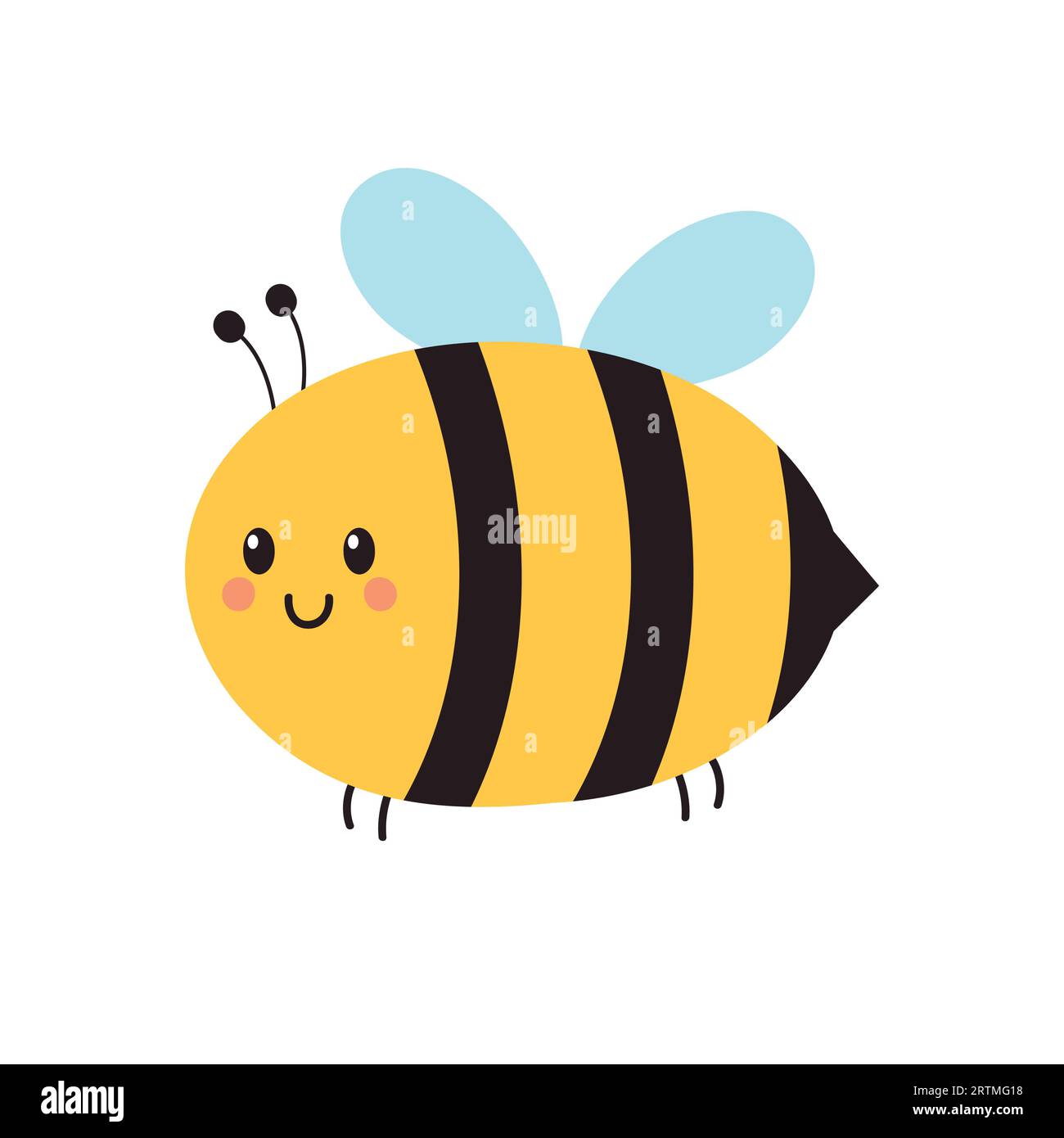 Cute cartoon bee. Childish vector illustration isolated on white ...