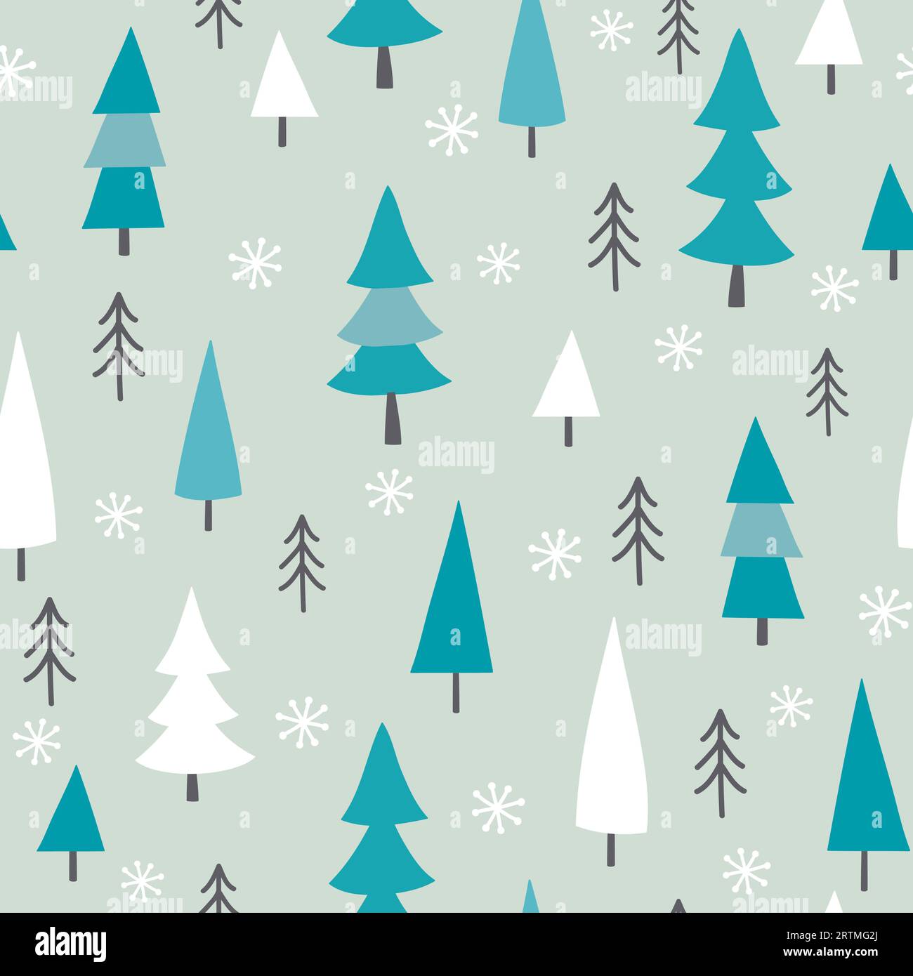 Christmas seamless pattern with trees and snowflakes. Winter background ...