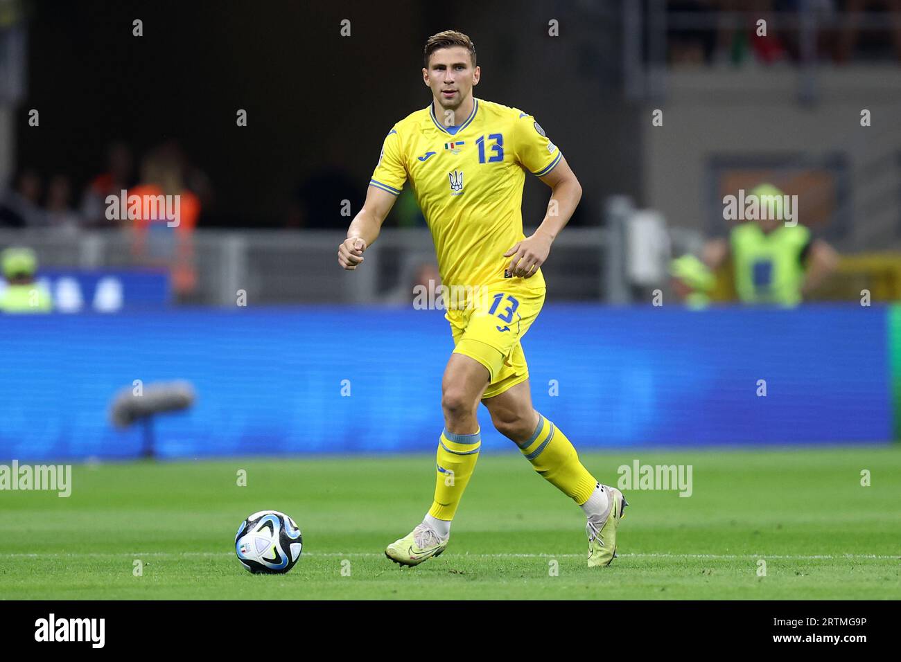 Illia Zabarnyi of Ukraine controls the ball during the UEFA EURO 2024 ...