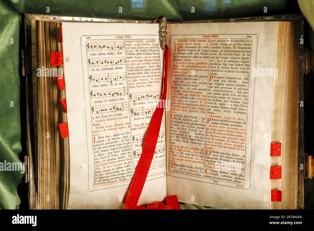 1737 missal in St. Catherine catholic church, Brussels, Belgium Stock ...