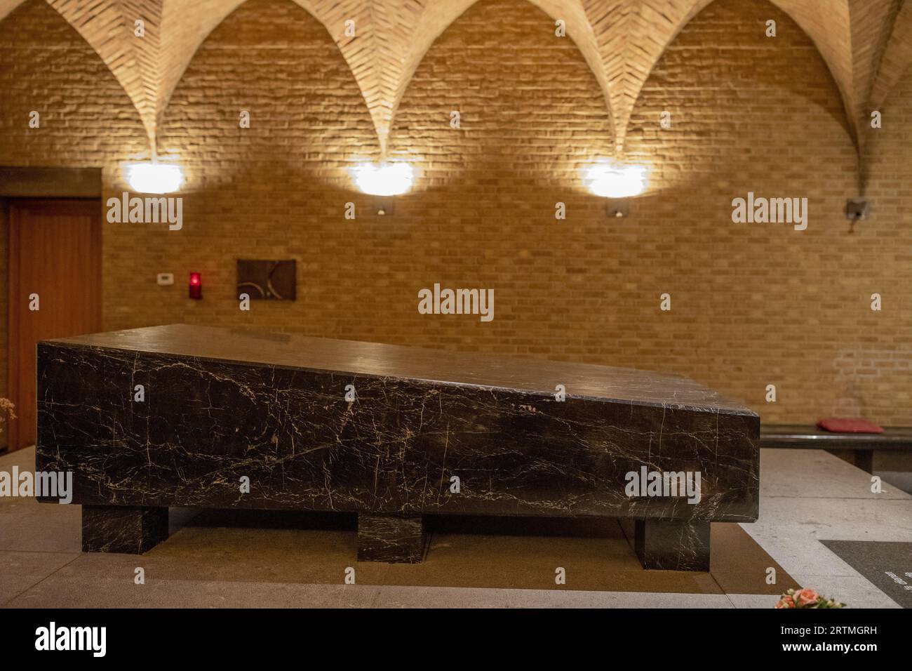St AnthonyÕs catholic church, Leuven, Belgium. Grave of Belgian priest ...