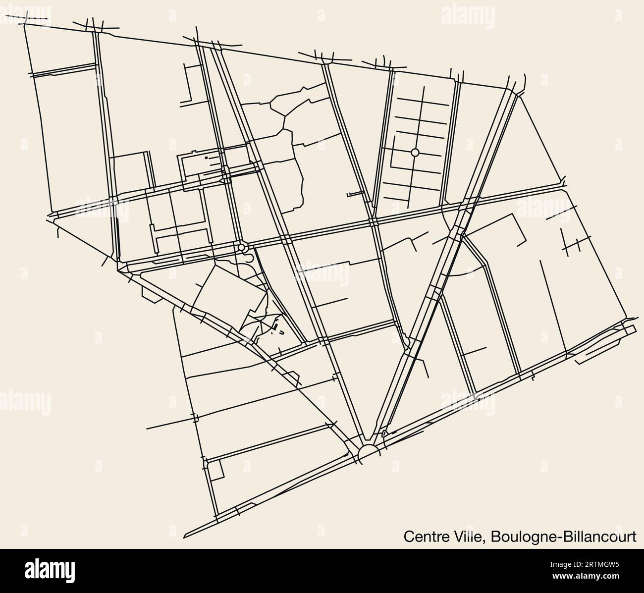 Street roads map of the CENTRE-VILLE NEIGHBOURHOOD, BOULOGNE ...