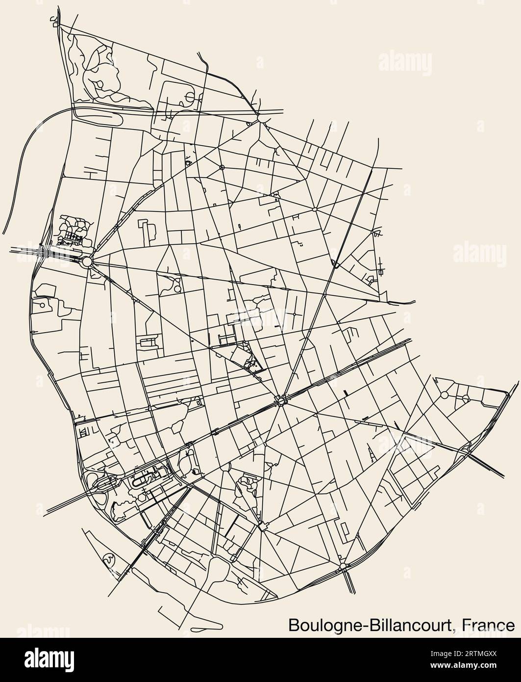 Street roads map of BOULOGNE-BILLANCOURT, FRANCE Stock Vector Image ...